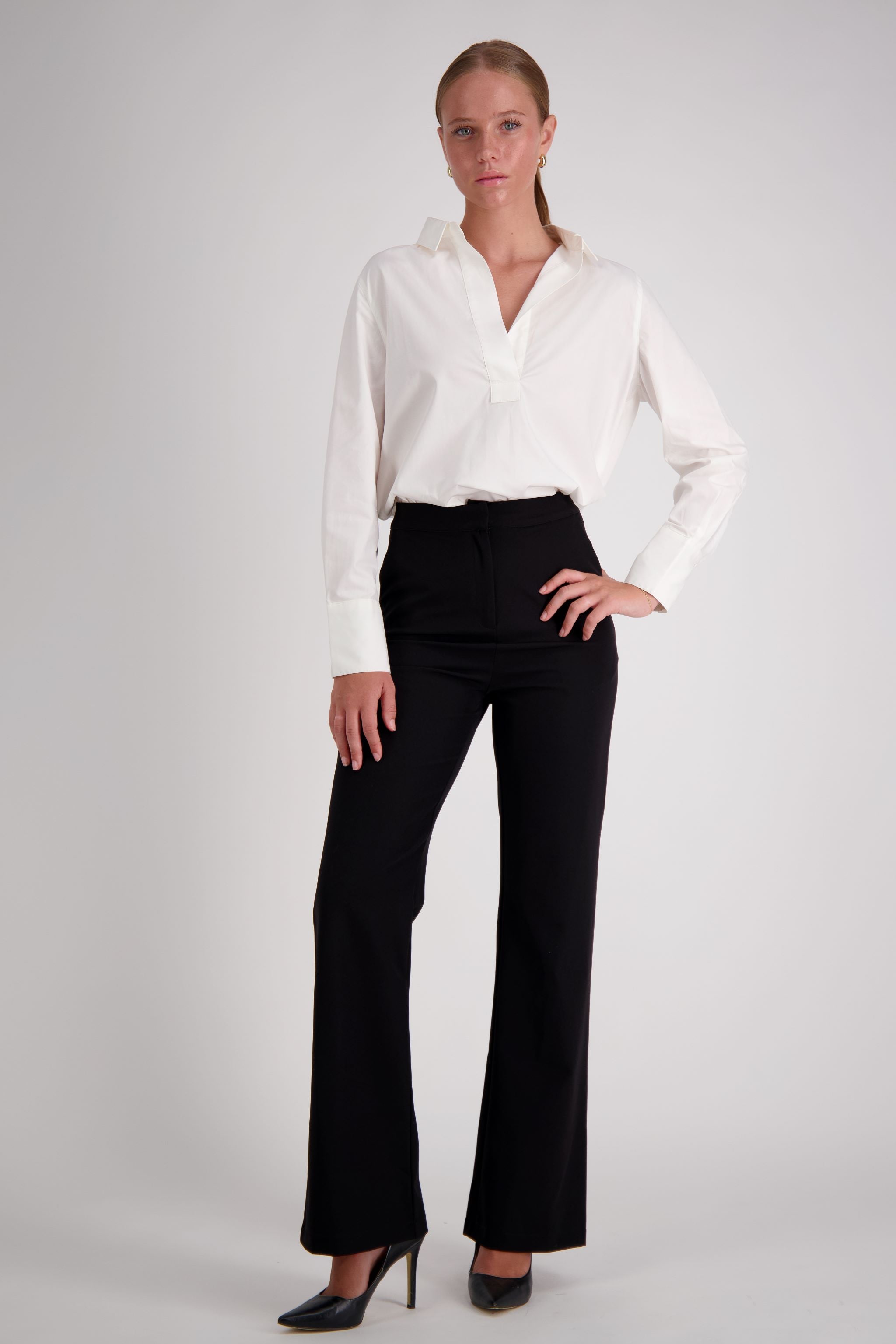 Black Flared Work Power Pant - Women's Black Full Length Work Pant ...