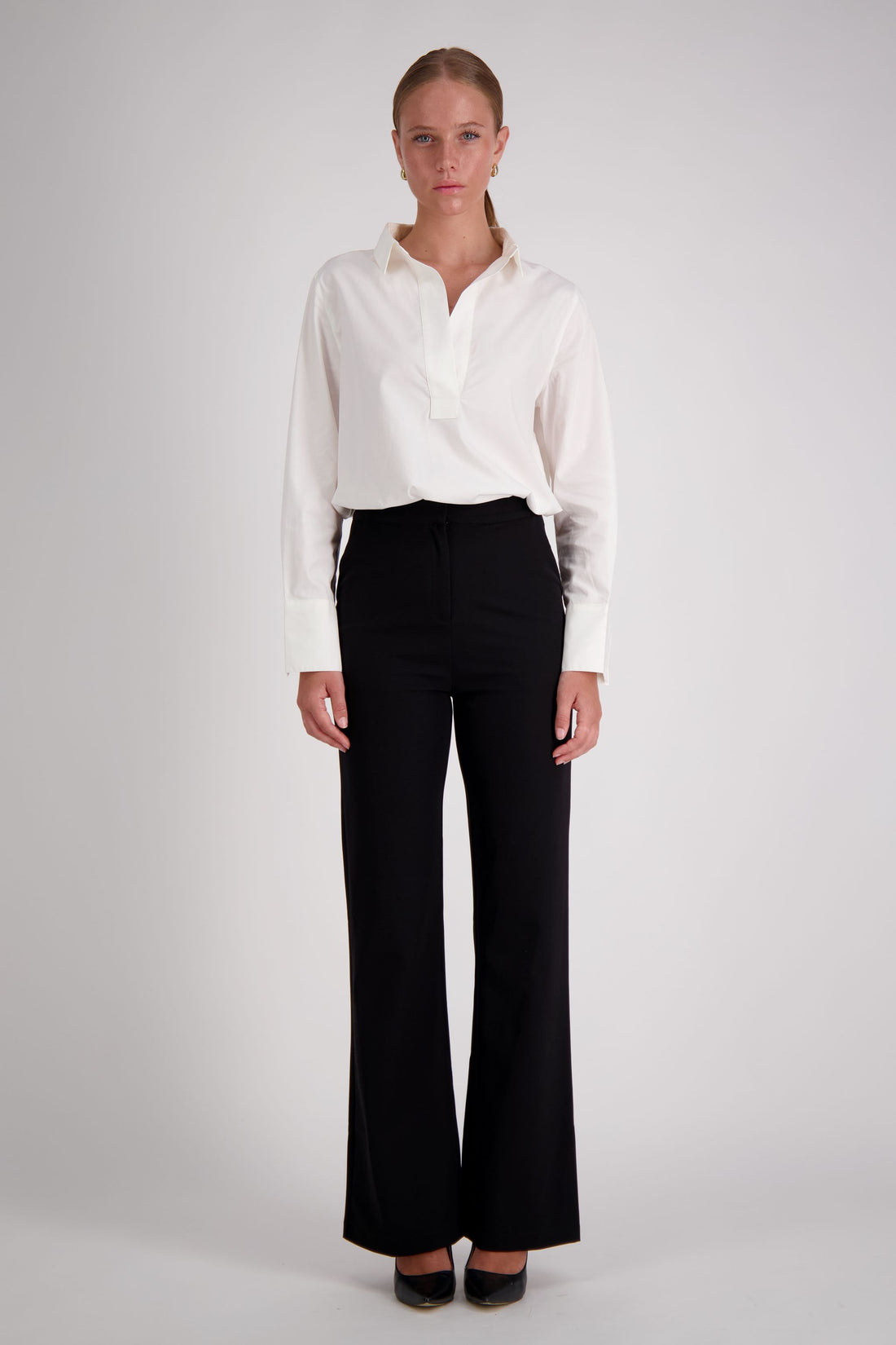 Black Flared Work Power Pant - Women's Black Full Length Work Pant ...